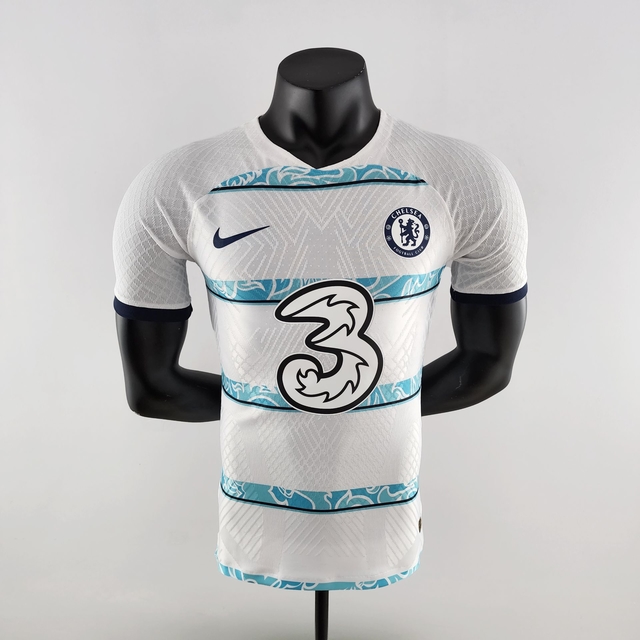 Camisa Chelsea Away 22/23 Jogador Nike Masculina - Branco e Azul Camisa Chelsea Away 22/23 Jogador Nike Masculina - Branco e Azul