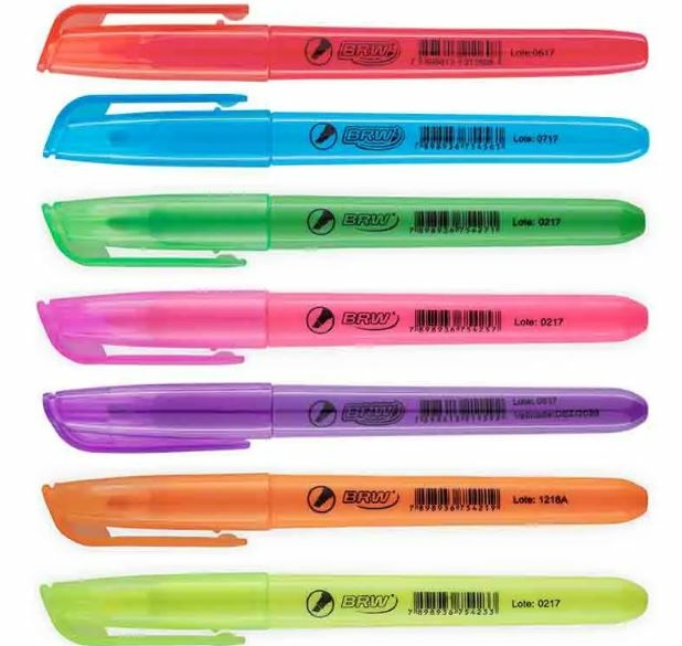 Caneta Marca Texto Fluorescente BRW