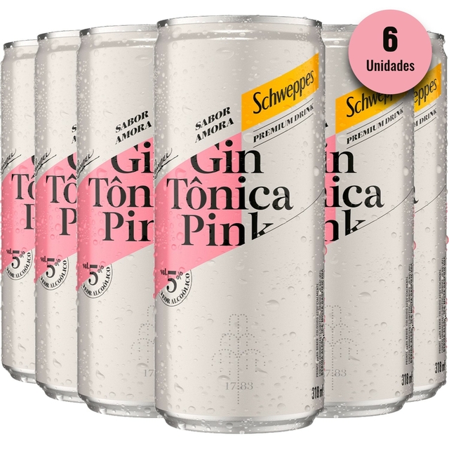 Gin Tônica Pink Schweppes Lata 310ml 6 Latas