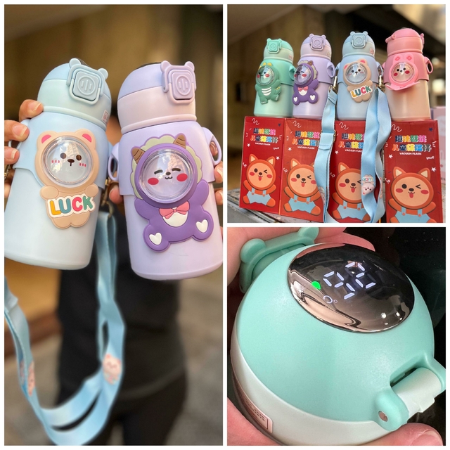 BOTELLA TERMICA ANIMALES 520ML CON SENSOR DE TEMPERATURA