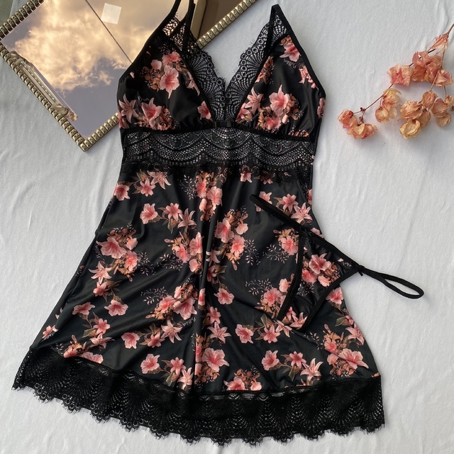 Camisola Encanto preta - Comprar em Bellitas Lingerie