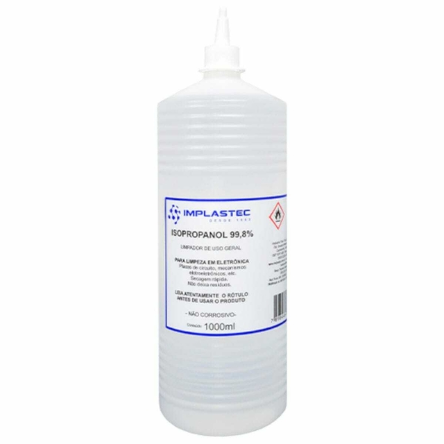 Álcool Isopropílico 99,8% Puro 1 Litro Isopropanol Implastec Álcool Isopropílico 99,8% Puro 1 Litro Isopropanol Implastec