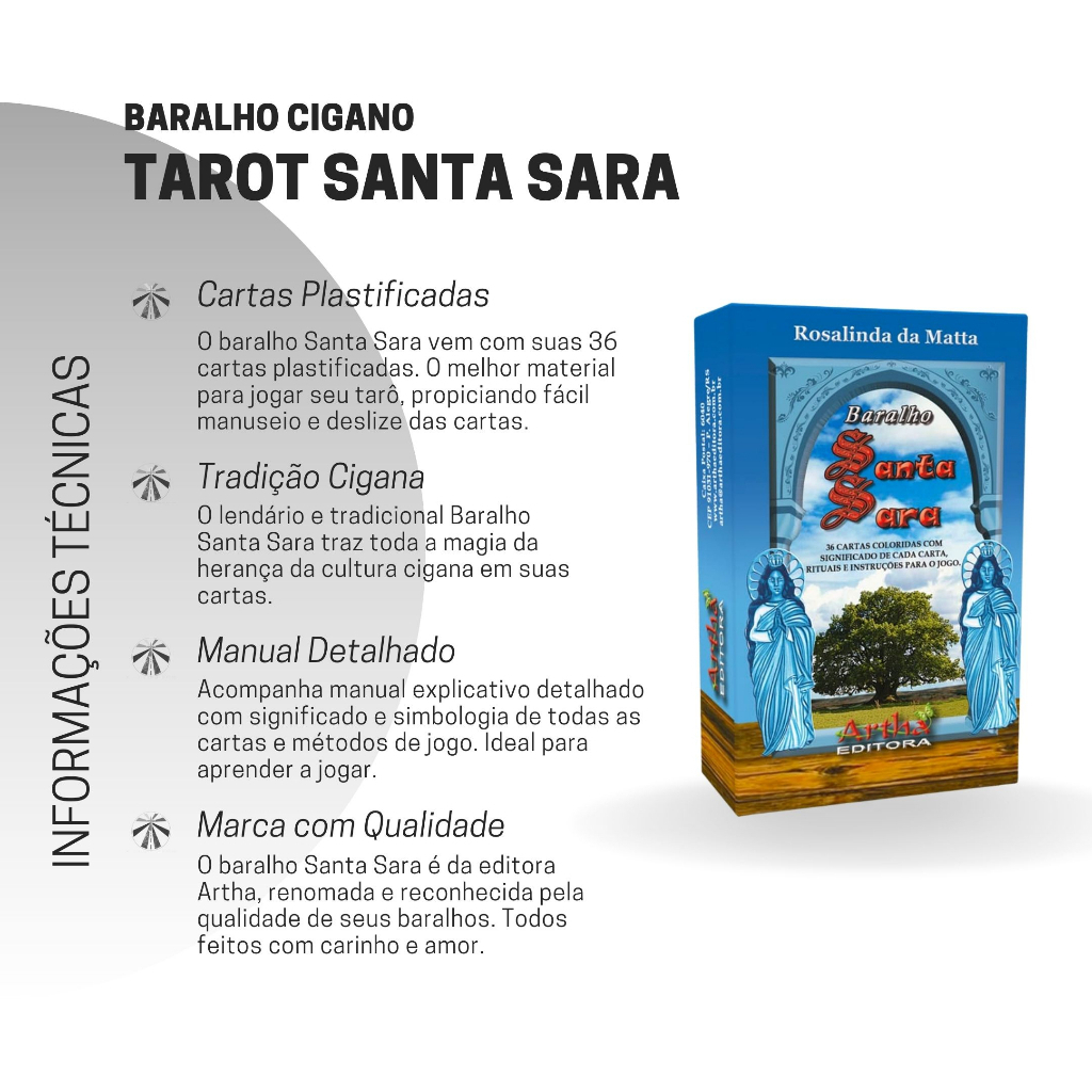 Baralho Cigano Tarot Santa Sara Original 36 Cartas Plastificado Manual