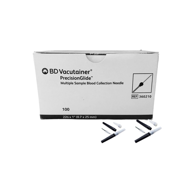 Aguja Vacutainer Negra 22G x 25mm c/100 pzs