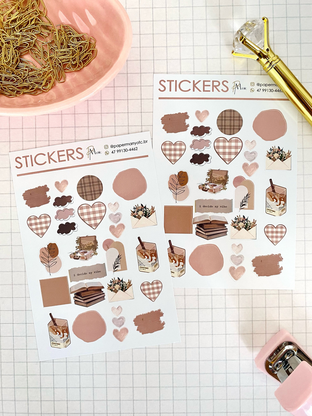 Cartela de Adesivos Fofos - Comprar em Paper Marry