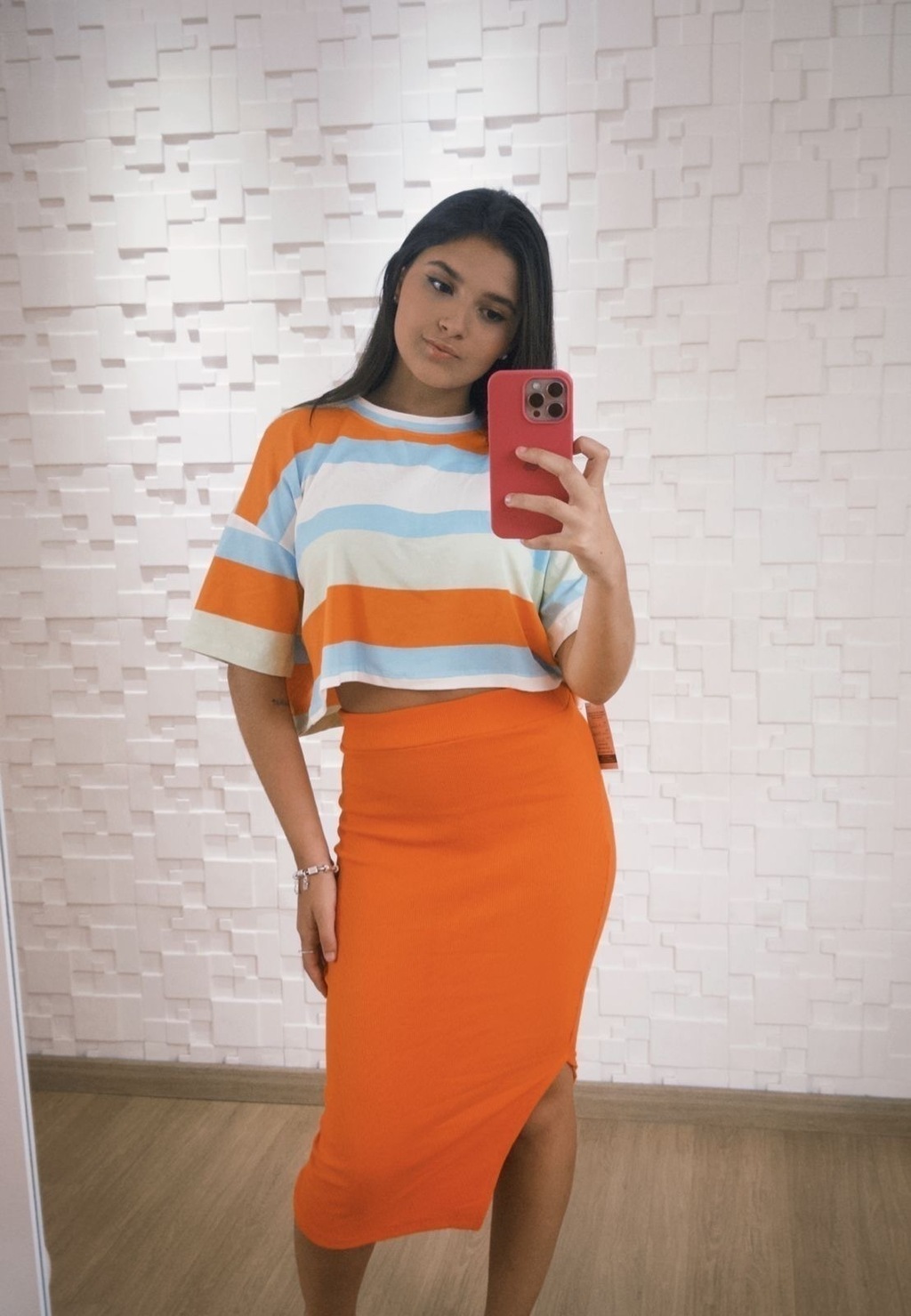 Saia Valentina Canelada - Laranja - Use Bealy