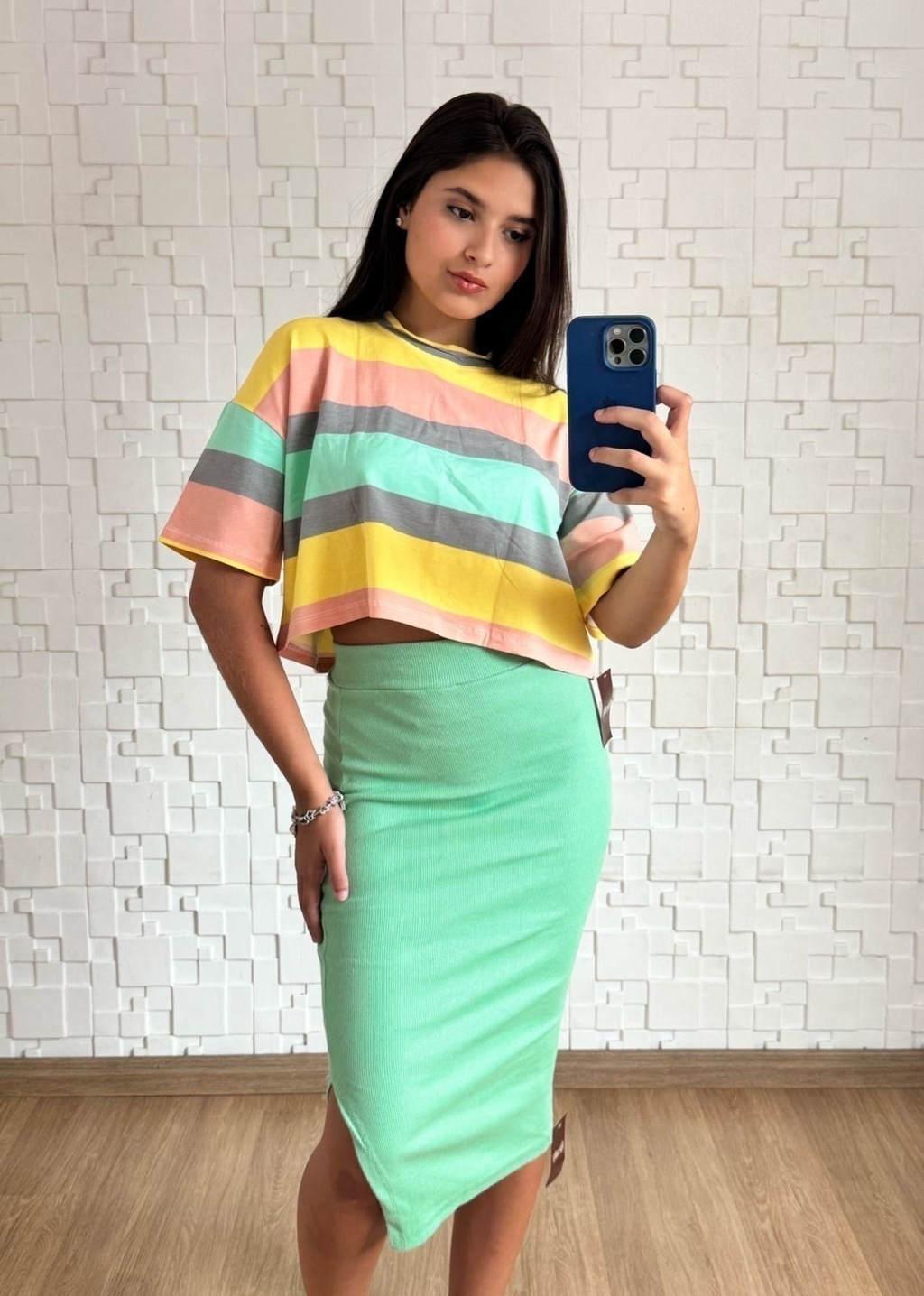 Saia Valentina Canelada - Verde - Comprar em Use Bealy